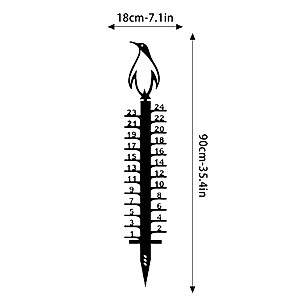 Holiday Snowflake Snowfall Measuring Gauge,35Inch Iron Art Snow Gauge - Handmade Metal Snow Measuring Stick Garden Stakes for Yard, Rain Gauge Outdoor Decoration Gift (B)