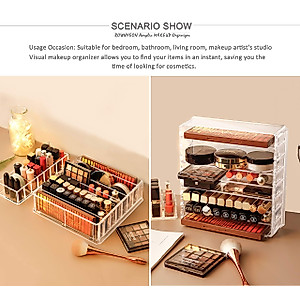 ROWNYEON Acrylic Makeup Organizer Compact Makeup Palette Organizer 8 Spaces Eyeshadow Pallet Makeup Organizer Holder For Vanity Clear Cosmetics Makeup Drawer Organizer With Removable Dividers