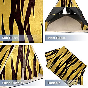Y-DSIWX Guinea Pig Hideout Cozy Hamster House Cave for Bunny Chinchilla Hedgehog Small Animal Brown Tiger Print