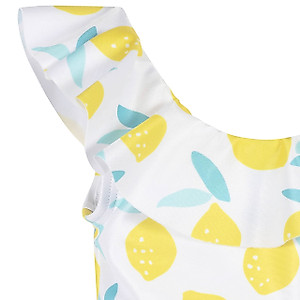Gerber Girls' One-Piece Swimsuit, White Yellow Lemons, 12 Months