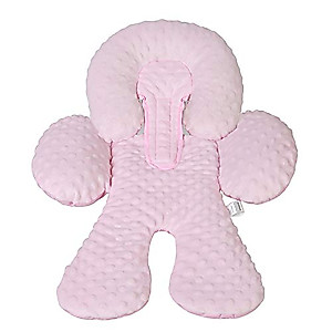 Pro Goleem Infant Car Seat Head Neck Body Support, Ultra-Soft Minky and Microfiber Newborn Car Seat Insert Cushion, Perfect for Car Seat, Stroller, 2-in-1 Reversible, Girls, Pink