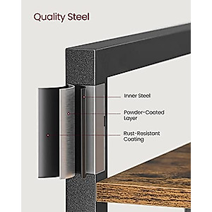 VASAGLE ALINRU Bookshelf, Bookcase, 5-Tier Storage Rack with Steel Frame, for Living Room, Office, Study, Hallway, Industrial Style, Rustic Brown and Black ULLS061B01
