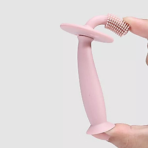 Teething Egg ToothieBrush Set of 2 (Pink) - Silicone Baby Toothbrushes for Kids with Suction Base, Choke Guard | Flexibile Infant to Toddlers 1-2 Years Old 360 Degree Child Tooth Brush and Teether