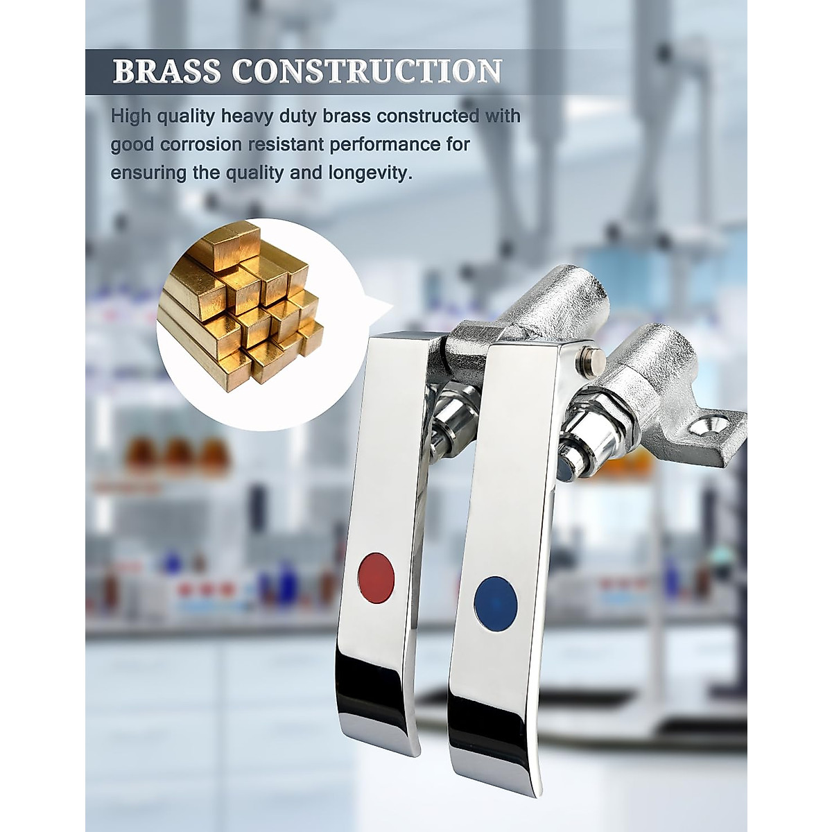 Phivan Foot Operated Faucet Valve - Knee Hands-Free Sink Pedal Brass Double Pedal Valve Control Non-Contact Faucet Sink Knee Pedal for Commercial Kitchens, Hospitals, Schools, Laboratories