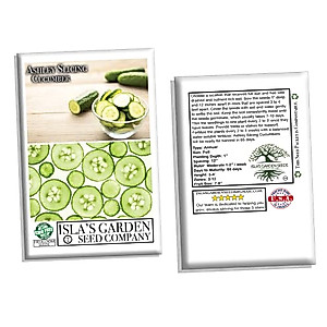 Ashley Slicing Cucumber Seeds for Planting, 50+ Heirloom Seeds Per Packet, (Isla's Garden Seeds), Non GMO Seeds, Botanical Name: Cucumis sativus, Great Home Garden Gift