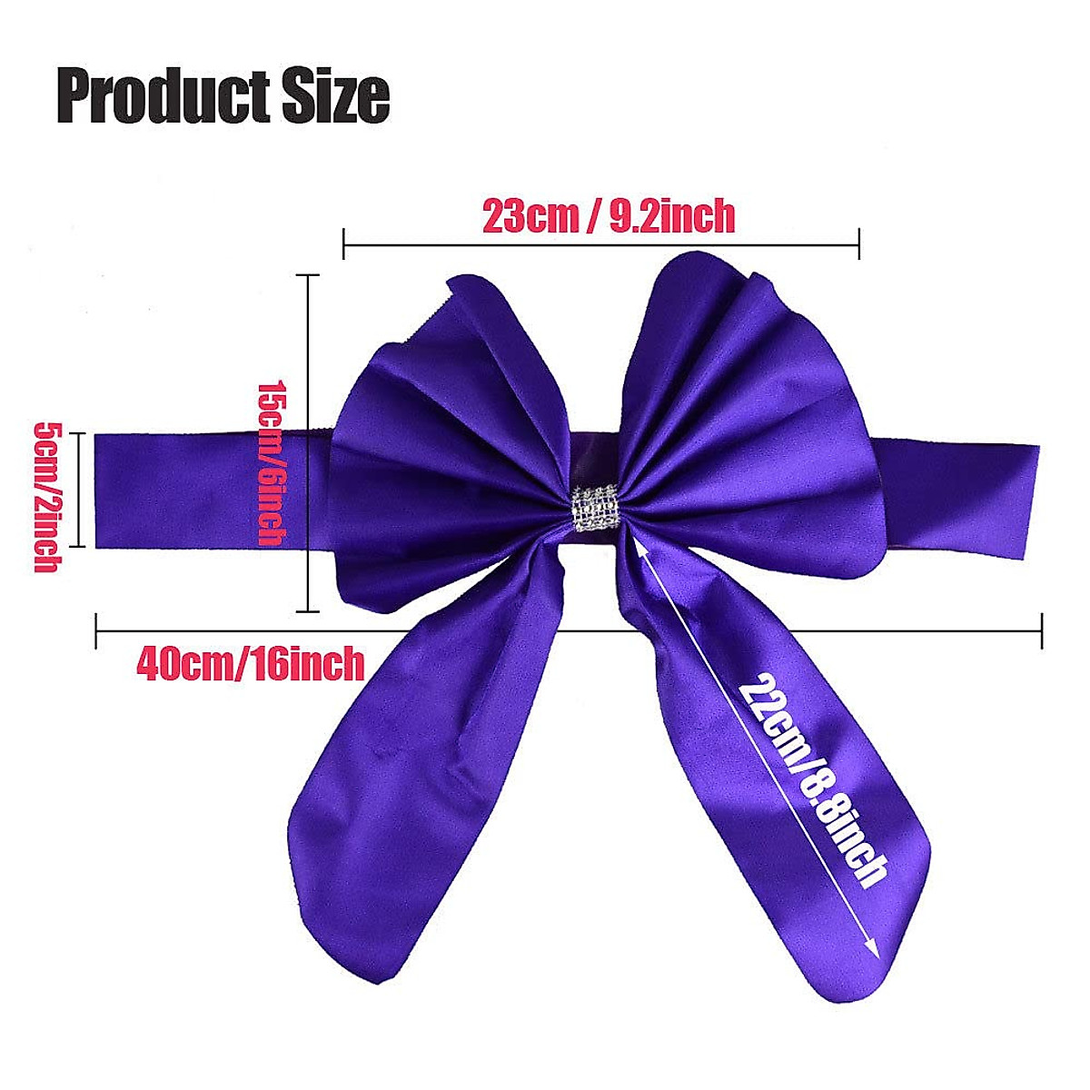 VVW&LIU 10 Pieces Wedding Ceremony Decor Red Blue Already Bow Tie Hotel Banquet Chair Sash Band Conference Event Birthday Party Favor,M,10 pcs