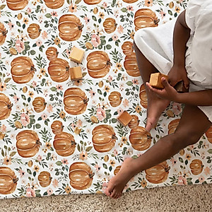 HawSkgFub Fall Thanksgiving Pumpkins Floral Baby Blanket Girls Gift, Boho Autumn Holiday Flower Flannel Fleece Nursery Bed Receiving Blankets, Soft Newborn Toddler Infant Kids Crib Bedding 30 x 40