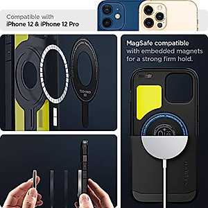 Spigen Tough Armor Mag (MagFit) [Extreme Protection Tech] Compatible with MagSafe Designed for iPhone 12 / iPhone 12 Pro Case (2020) - Black