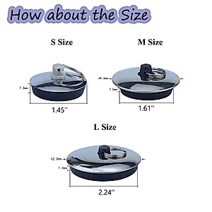 3 Pieces Stainless Drain Stopper Drain Plug, Stainless Sink Stopper Bathtub Drain Stopper, Bath Plugs Sink Plug with Pull Ring for Kitchen Faucets, Drain Cover Kit Bathroom Tub Stopper in (3 Sizes)