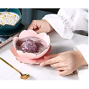123Arts Sakura Bowl Saucer Set, Ceramic Relief Dessert Bowl Soup Bowl Salad Plate Set