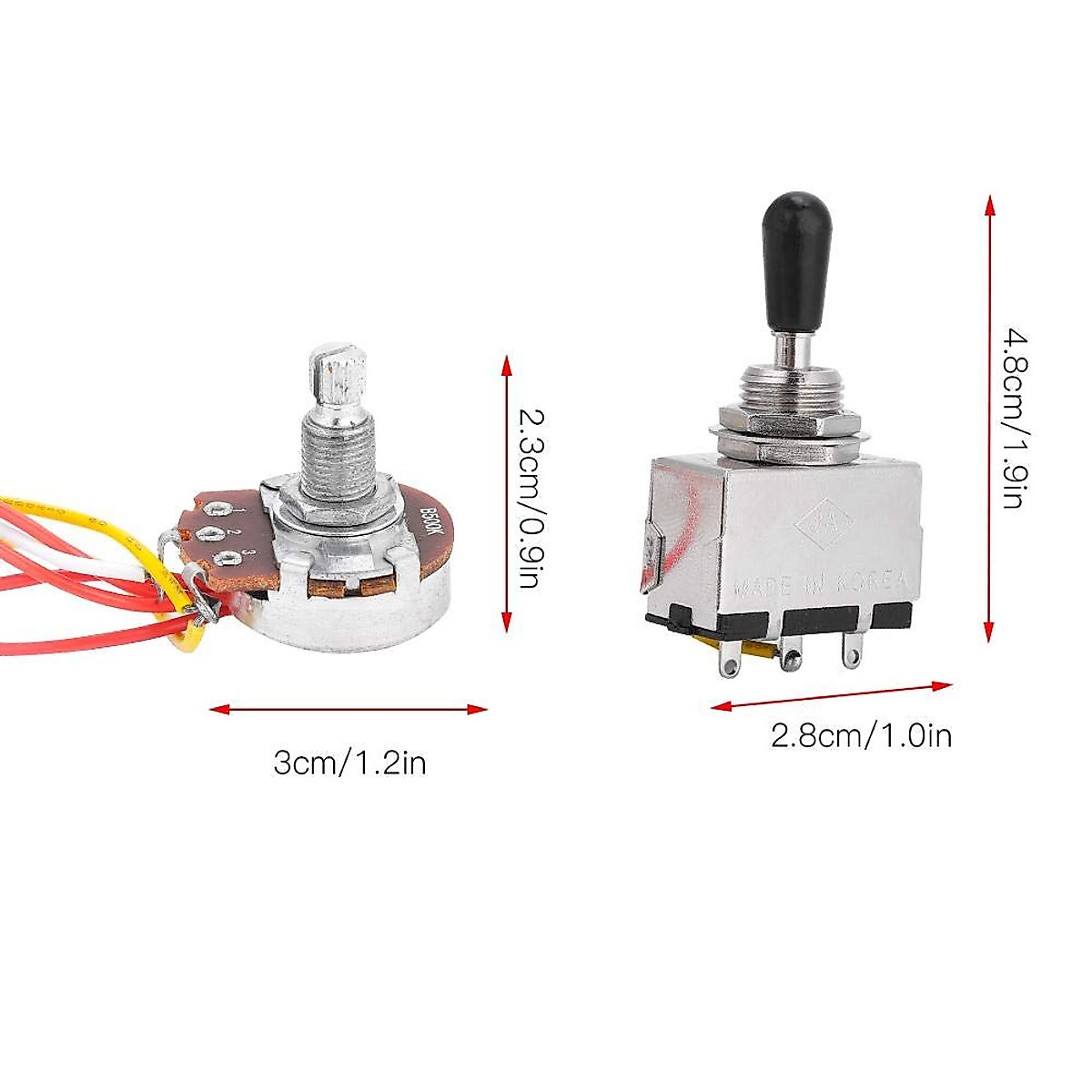 Guitar Wiring Harness, Guitar Prewired Harness Humbucker Wiring Harness Prewired 3 Way Chrome Box Toggle Switch 500K Pots for Electric Guitar with 2 Humbuckers guitar wiring kit