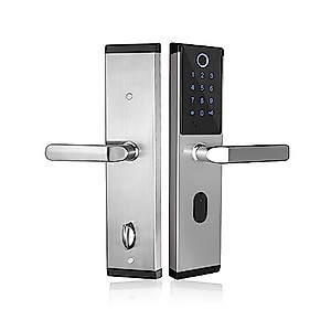 RFID Card Apartment Anti-Theft Fingerprint Password Induction Lock+Card (Left Pull, Silver)