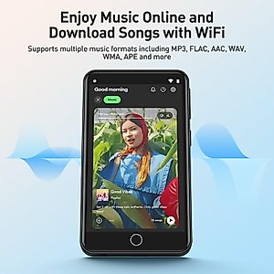 AGPTEK 80GB MP3 Player with Bluetooth and WiFi, 3.5" Full Touch Screen MP4 Player with Spotify, Android Online Music Player with Speaker, FM Radio, Expandable Up to 128GB