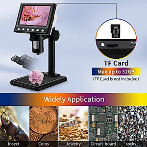 XClifes 4.3'' Digital USB Microscope, 1080p HD Microscope, 1000X Camera Sensor, Wired Remote Control, 8 LED Light, Adult Electronic Microscope, Compatible with Windows/Mac OS