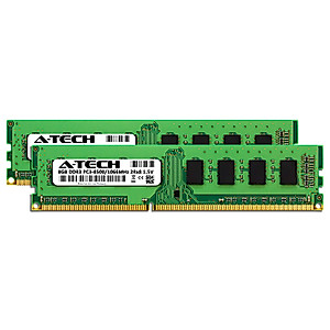 A-Tech 16GB DDR3 1066MHz Desktop Memory Kit (2 x 8GB) PC3-8500 Non-ECC Unbuffered DIMM 240-Pin 2Rx8 1.5V Dual Rank Computer RAM Upgrade Sticks
