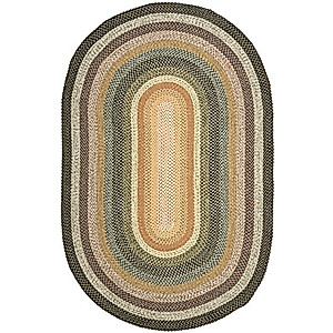 SAFAVIEH Braided Collection Area Rug - 4' x 6' Oval, Multi, Handmade Country Cottage Reversible, Ideal for High Traffic Areas in Living Room, Bedroom (BRD308A)