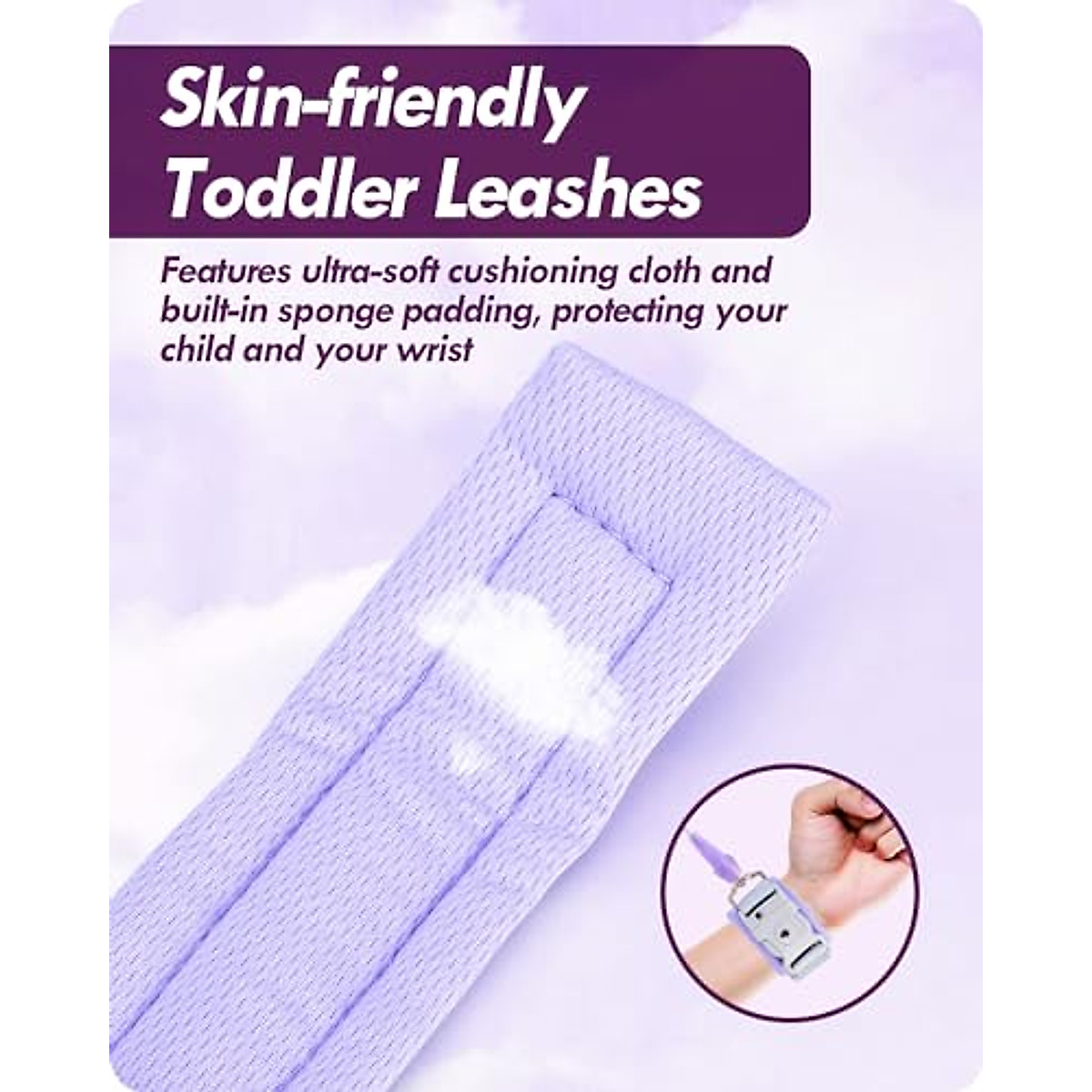 LilKisThk Child Leash, Backpack Leash for Toddlers 2 Pack, Kid Leashes Safety Harness with Key Lock, Baby Leashes Anti Lost Wrist Links (Blue+Purple)