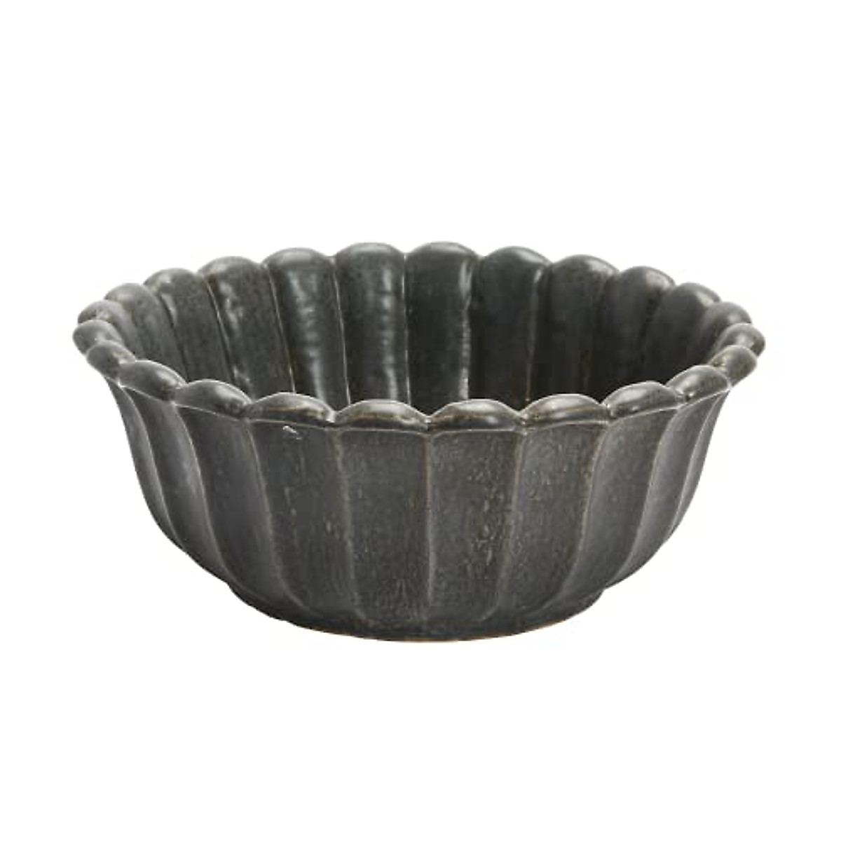 Creative Co-Op Stoneware Flower Shaped Bowl, Matte Black Reactive Glaze, 10''L x 10''W x 4''H