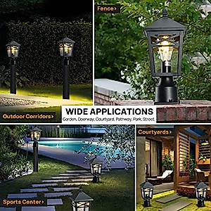Moonlok 1-Light Dusk to Dawn Outdoor Post Light, Exterior Lamp Post Light Fixture with Clear Glass, Black Finish Post Light Fixture for Patio Garden