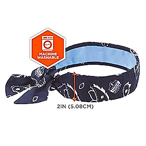 Ergodyne Chill Its 6700CT Cooling Bandana, Lined with Evaporative PVA Material for Fast Cooling Relief, Tie for Adjustable Fit, Navy Western