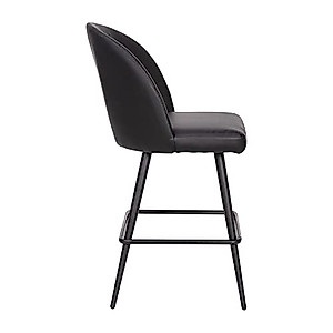 Flash Furniture Lyla Commercial Grade Modern Armless Counter Stools-Black LeatherSoft Upholstery-26" Barstool-Contoured Backrest-Steel Frame & Footrest-Set of 2