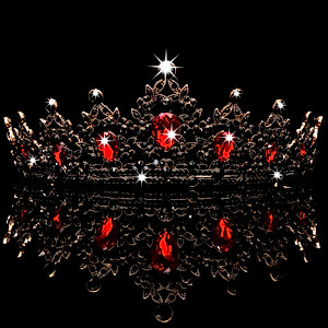 CAVETEE Black Crown for Women Halloween Party Favors Birthday Tiara Luxurious Red Rhinestones Crown Wedding Bridal Crown Birthday Party Princess Party Prom Black Tiaras and Crowns for Women Girls