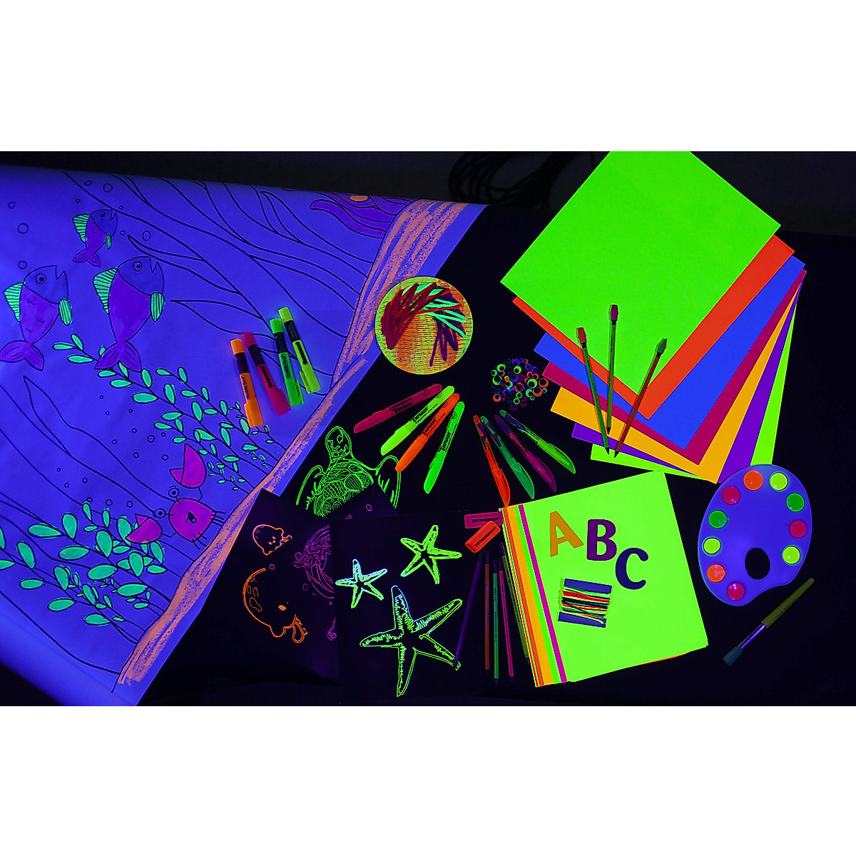 UCreate Neon Art Paper, 5 Assorted Colors, 9" x 12", 20 Sheets