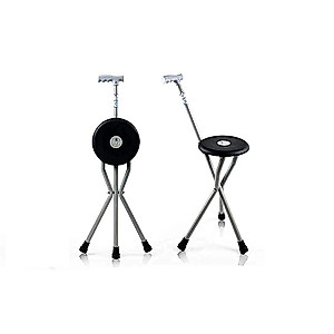Cane Stool,Foldable Walking Sticks Stool,Walking with Seat Aluminum Alloy Crutch Chair Tripod Walking Stool Old Man Lightweight Folding Non-Slip Walki