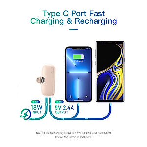 Kuulaa [2 Pack Portable Charger 5000mAh,Small Portable Charger for iPhone 14/14Pro/13/13 Pro/12/11 & Mini PD20W USB C Power Bank Fast Charging for iPhone 15/Samsung Galaxy/Google Pixel,