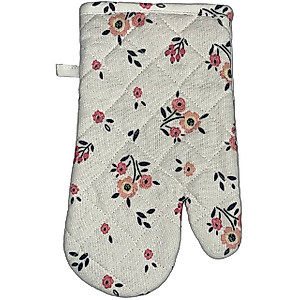 Set of 4, 100% Cotton, Spring Flower with Sentiment Live Life in Full Bloom Kitchen Towel Set, Include 2 Kitchen Towels, 1 Pot Holder & 1 Ovenmitt.