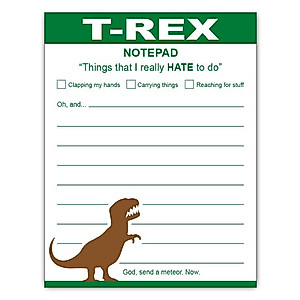 Funny Notepad for Coworkers - Sarcastic T-Rex Design - 4 x 5.25 inches, 50 Sheets