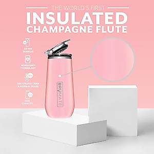 BrüMate 12oz Insulated Champagne Flute With Flip-Top Lid - Made With Vacuum Insulated Stainless Steel (Glitter Merlot)