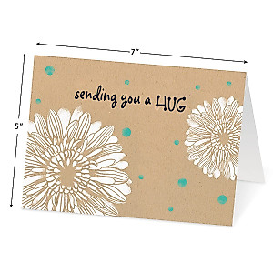 Thinking of You Kraft Greeting Card Value Pack - Set of 20 (5 designs), Large 5" x 7" Friendship Cards, Envelopes Included