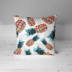 iiRov Summer Design Ink-Fuzed Decorative Throw Pillow - Retro Summer Pineapple v3