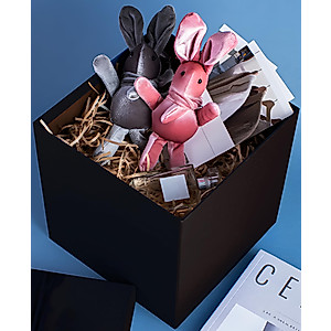 SCORYULE Extra Large Gift Box with Lids and Handle, 12.6" Black Collapsible Gift Box for Birthdays, Parties, Showers, Valentine's Day