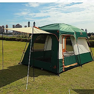 KTT Large Tent 6 Person,Family Cabin Tents,Straight Wall,3 Doors and 3 Windows with Mesh,Waterproof,Big Tent for Outdoor,Picnic,Camping,Family,Friends Gathering(Green)