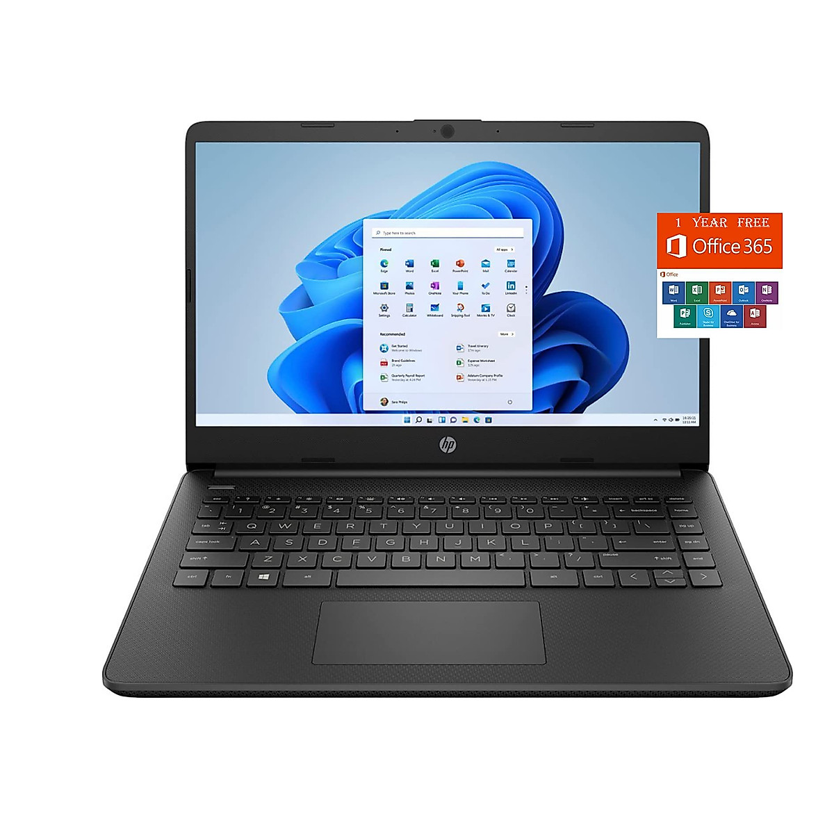 HP Stream 14" HD BrightView Laptop, Intel Celeron N4120 Processor, 4GB RAM, 64GB SSD, Intel HD Graphics, 720p Webcam, 1 Year Office 365, Black, Win 11 S, 32GB USB Card (Renewed)