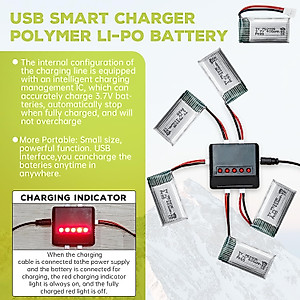 sea Jump 5PCS 3.7V 400mAh Li Battery with 5in1 Charger for SYMA Q11 H99W H31 H6C H98 TR-C385 TR-P51 TR-F22 Quadcopter Parts Aircraft Model Drone Battery AT-96