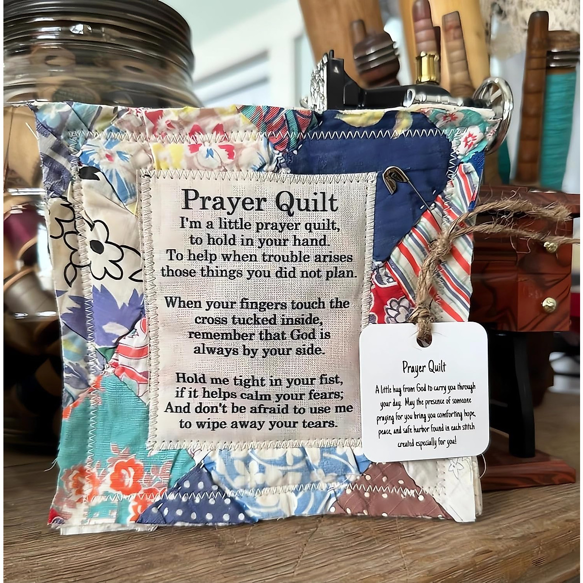 Handmade Pocket Prayer Quilt with Cross - Comfort Gift