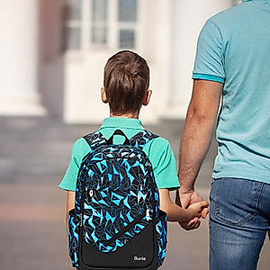 bunie Boys Backpack for School Large Bookbag Waterproof Schoolbag Pencil Case Sling Bag Set for Middle High Casual Daypack (Blue)
