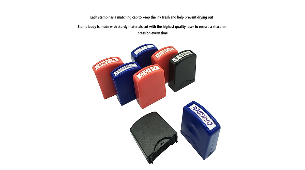 Reliancer Set of 8 Self Inking Office Stamps