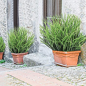SLanC 8 Bundles Artificial Grass Plants Fake Bushes Artificial Shrubs Wheat Grass Greenery for House Plastic Outdoor UV Resistant Faux Grass (Pack of 8)