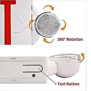 Pendtlit Red LED Exit Sign Emergency Lights with 2 Adjustable Head Lights, Red Letter Emergency Exit Lighting With Battery backup For Restaurant, Commercial, Family Emergency , UL-Listed, 120-277V, 6PCS