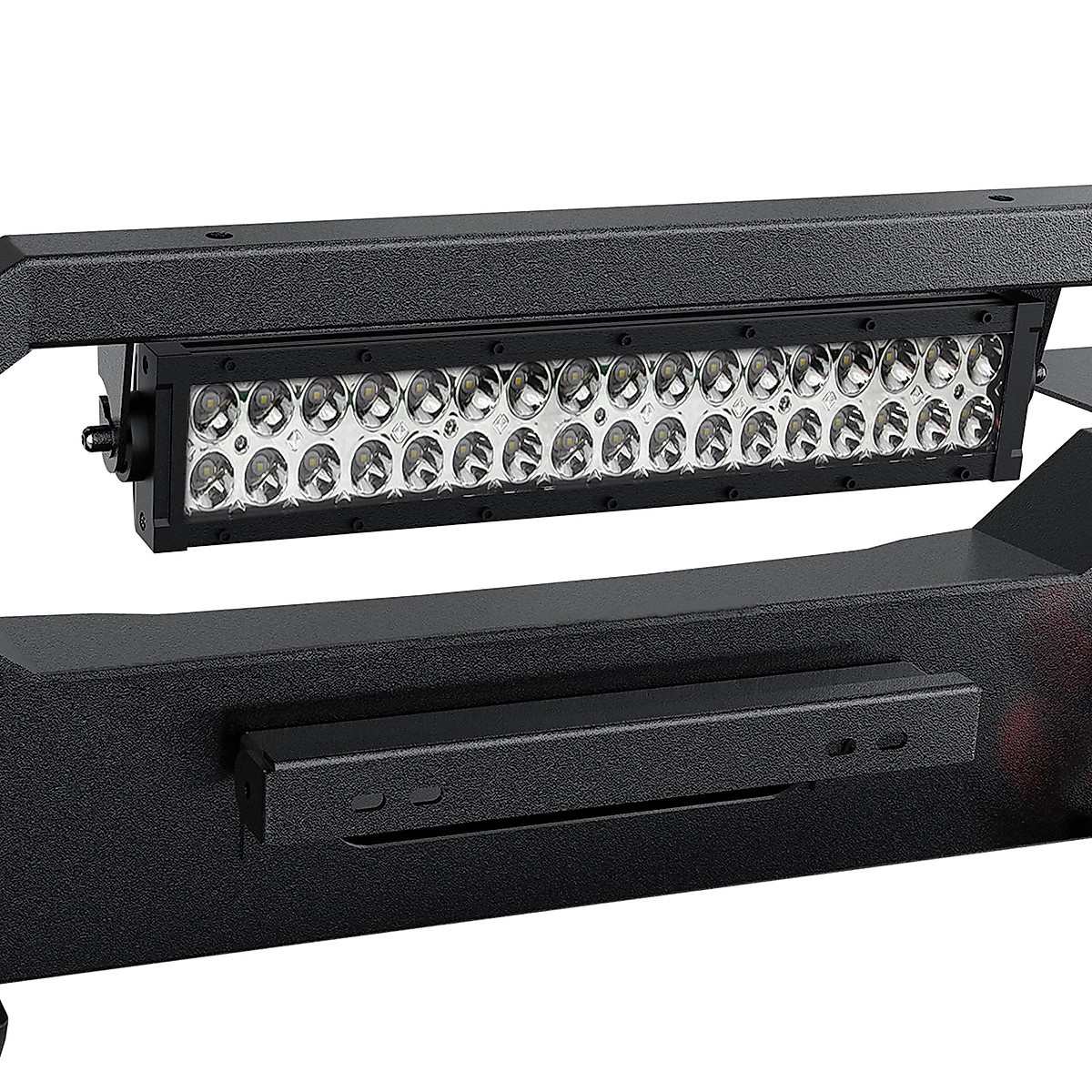 OBNAUX Front & Rear Bumpers w/Tire Carrier for 2007-2018 Jeep Wrangler JK JKU Unlimited w/Winch Plate, License Plate Bracket, Paintable Armor, OE Fog Light Holes, Hitch Receiver & D-rings