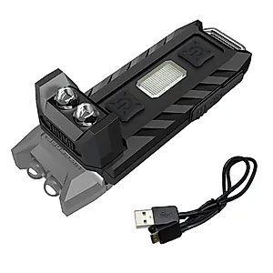 Nitecore Thumb 85 Lumens USB Rechargeable White & Red LED Keychain Light - Tiltable Work Light with Clip and a LumenTac USB Charging Cable