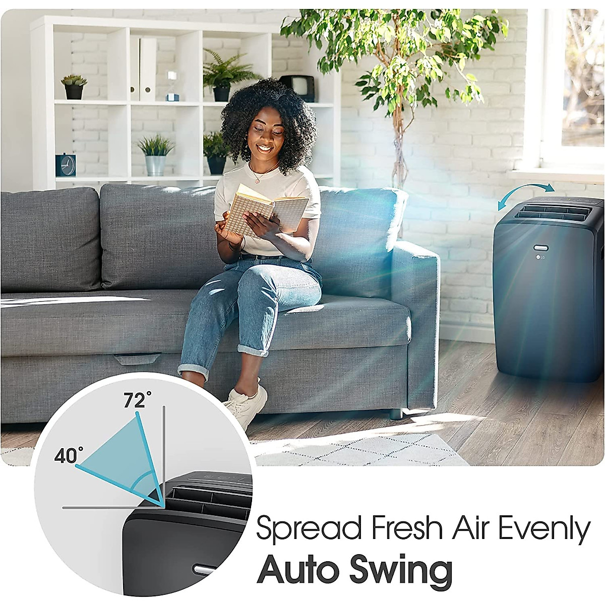 LG 8000 BTU (DOE) / (12000 ASHRAE) Portable Air Conditioners Cools 350 Sqft Easy Install & WiFi App Remote Eco-friendly, Quiet Small & Medium Room Air Conditioner AC Unit Home Gray LP0823GSSM (Renewed)