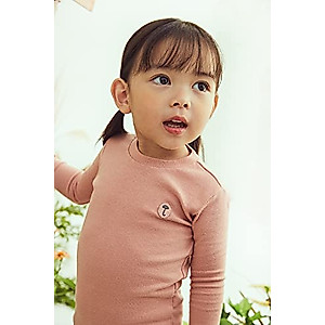 moimoln Girls Boys Unisex Cotton Modal Solid Long-Sleeve Snug fit Pjs Pajama Sleepwear Pink 3T