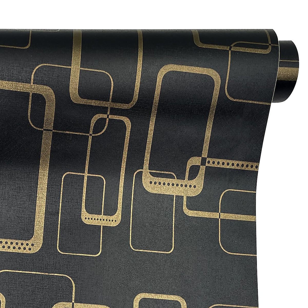 SimpleLife4U Geometric Pattern Shelf Drawer Liner Self-Adhesive Black Countertop Protect Paper for Furniture 17.7 Inch by 9.8 Feet