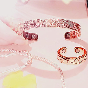 LONGRN-Pure Copper Magnetic Ring & Bracelet Adjustable Size for Women