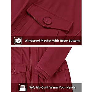 wantdo Women's Sherpa Lined Coat Vintage Warm Winter Parka Coat Overcoat Wine XL